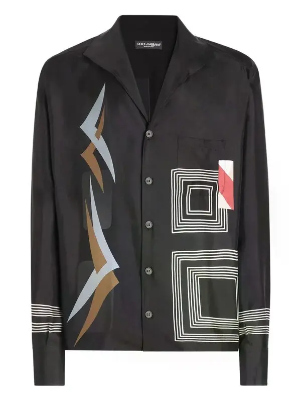Dolce & Gabbana Geometric-print Shirt - Black