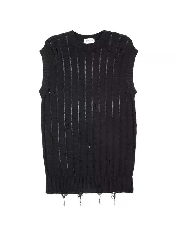 LANEUS Ripped Knitted Vest