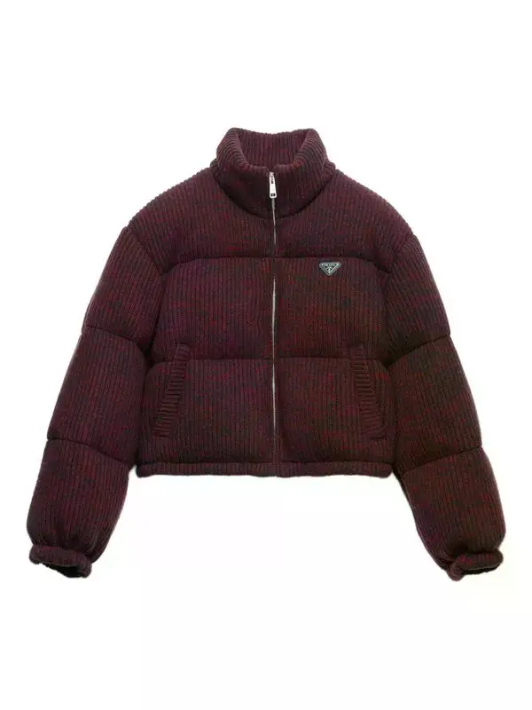Prada Ribbed Padded Down Jacket - Red
