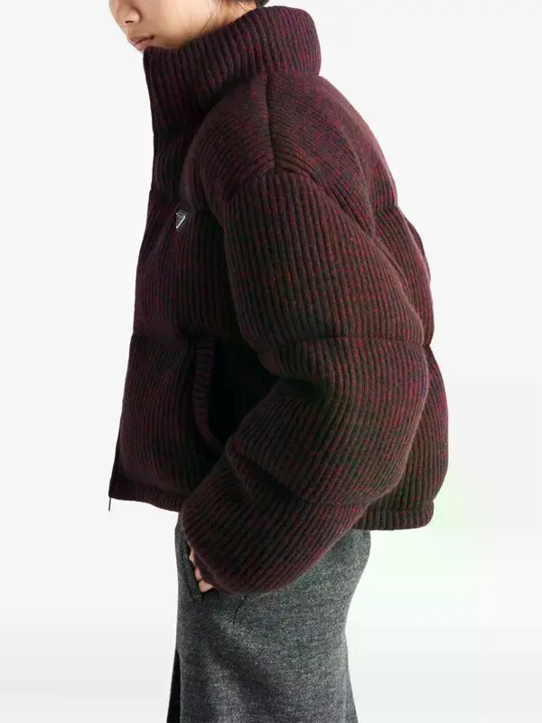 Prada Ribbed Padded Down Jacket - Red