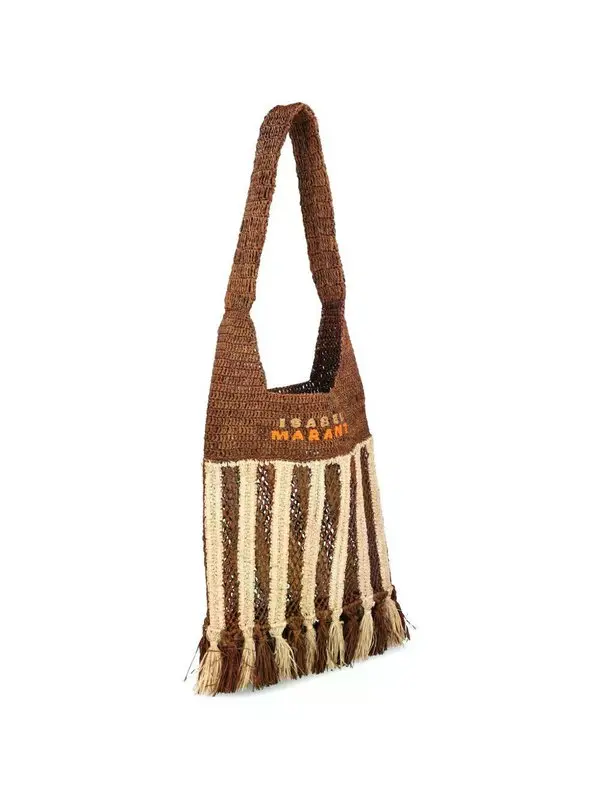 Isabel Marant Étoile Striped Raffia Shoulder Bag - Brown