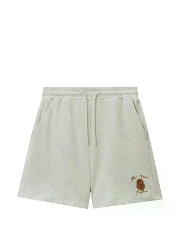 FINGERCROXX Embroidery Drawstring Shorts - Neutrals