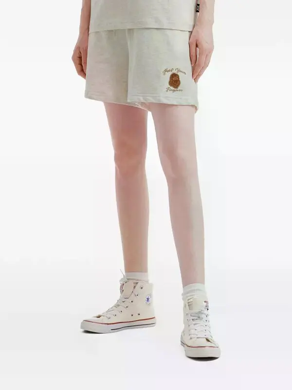 FINGERCROXX Embroidery Drawstring Shorts - Neutrals