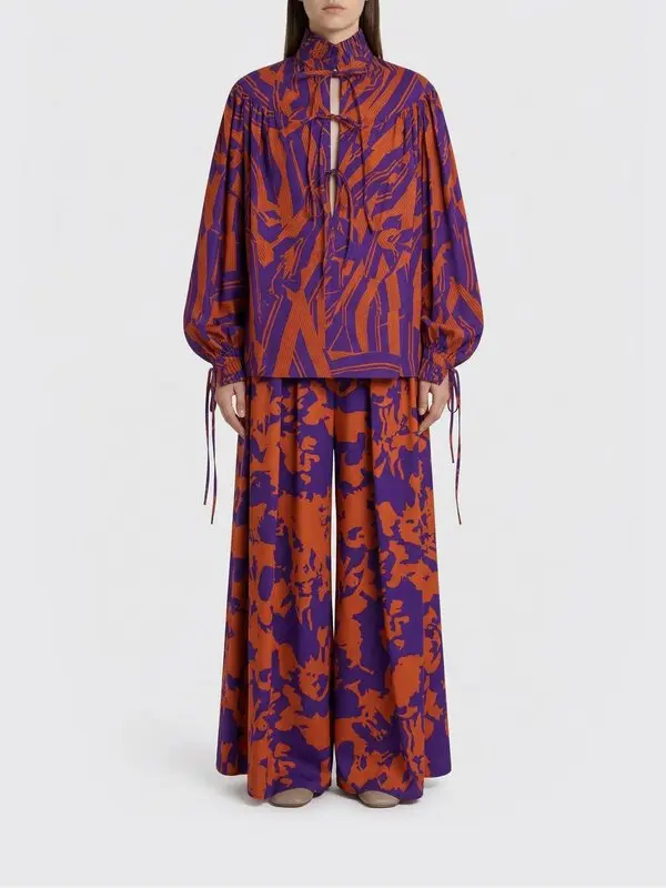 Dries Van Noten Printed Cotton Blouse - Orange
