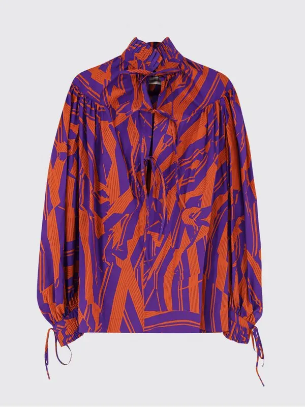 Dries Van Noten Printed Cotton Blouse - Orange