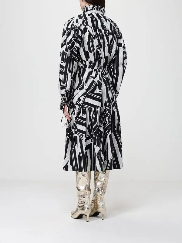 Dries Van Noten Cotton Poplin Printed Midi Shirt Dress