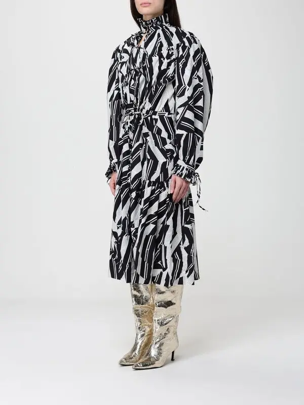Dries Van Noten Cotton Poplin Printed Midi Shirt Dress