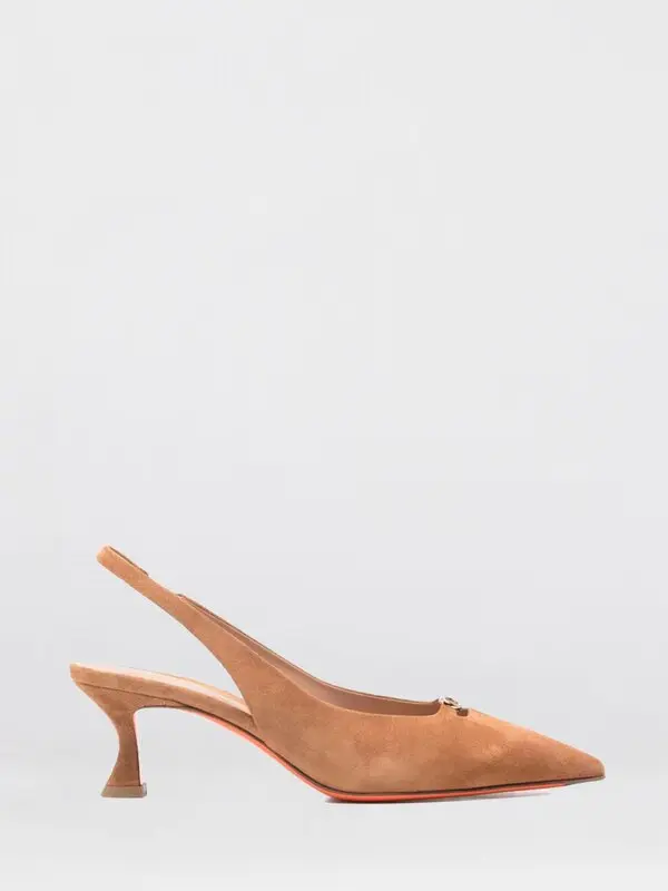 Santoni Suede Slingback Pumps - Brown
