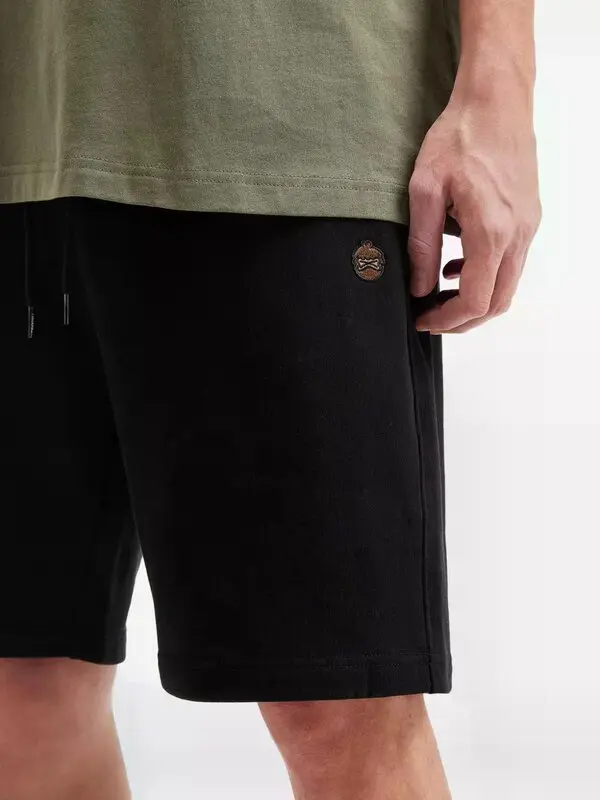 FINGERCROXX Logo Patch Drawstring Shorts - Black