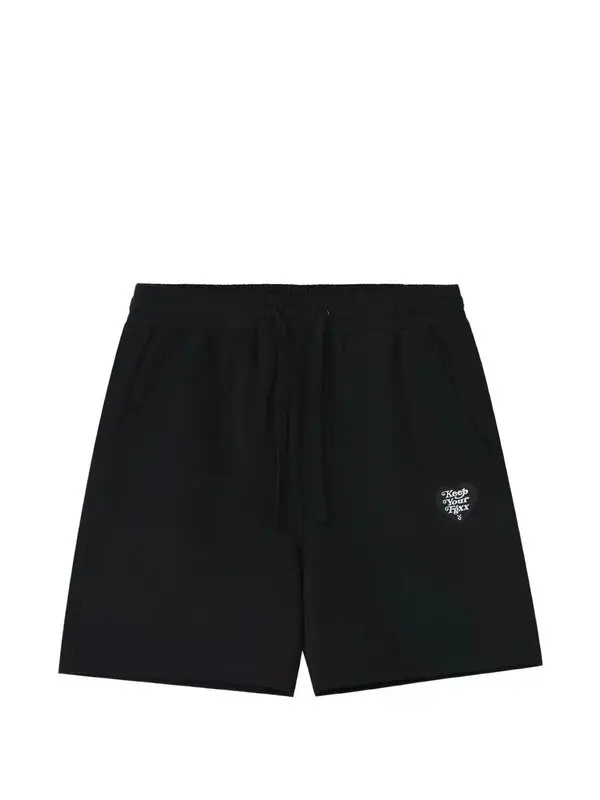 FINGERCROXX Logo Patch Drawstring Shorts - Black