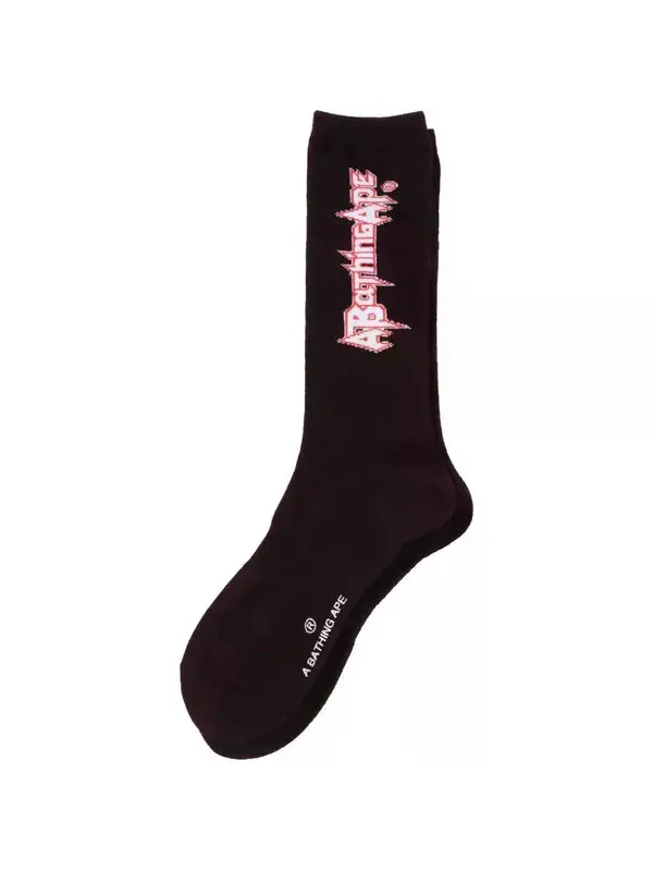 A BATHING APE Logo Socks - Black