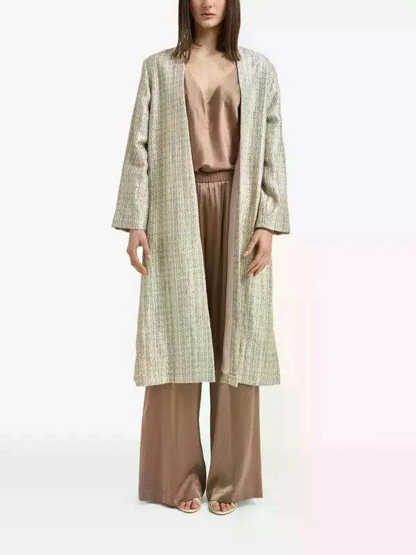 FORTE_FORTE Striped Pattern Coat - Green