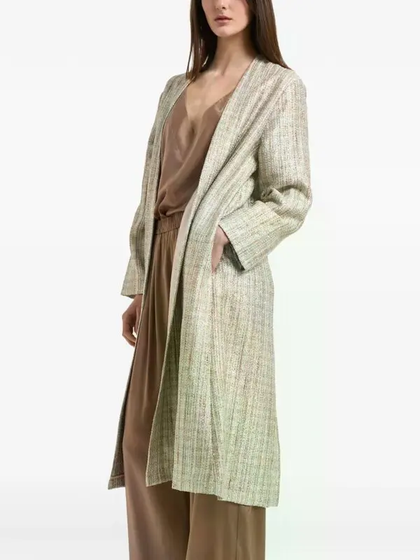 FORTE_FORTE Striped Pattern Coat - Green