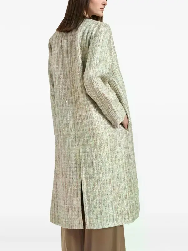 FORTE_FORTE Striped Pattern Coat - Green
