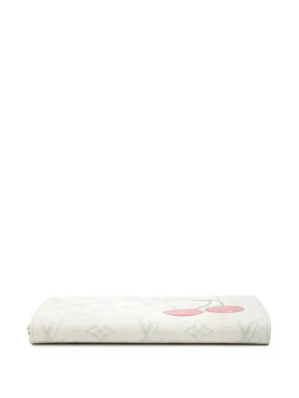 LOUIS VUITTON 2021-2025 Takashi Murakami Monogram Cherry Zippy Wallet Long Wallets - White