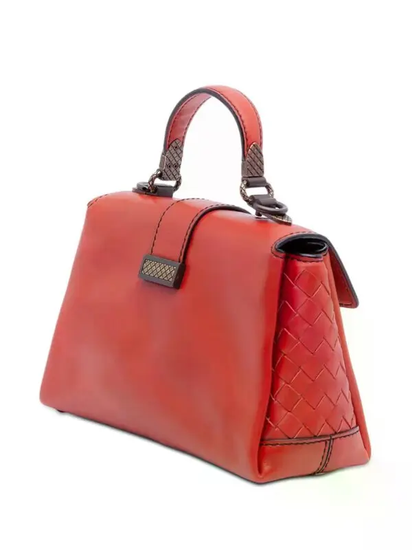 Bottega Veneta Mini Intrecciato Trimmed Piazza Satchel - Orange