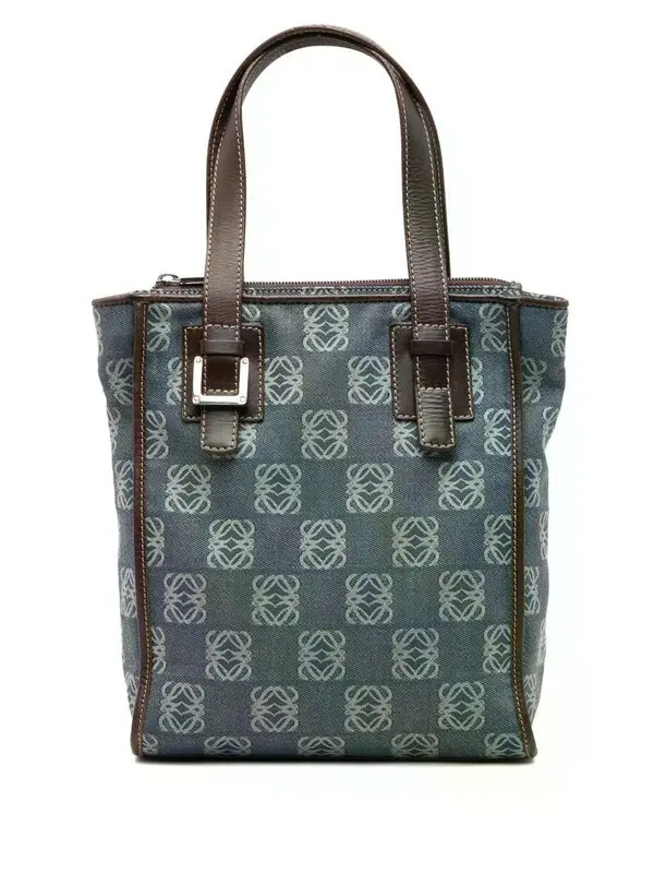 Loewe 2003 Anagram Denim Tote Bag - Blue
