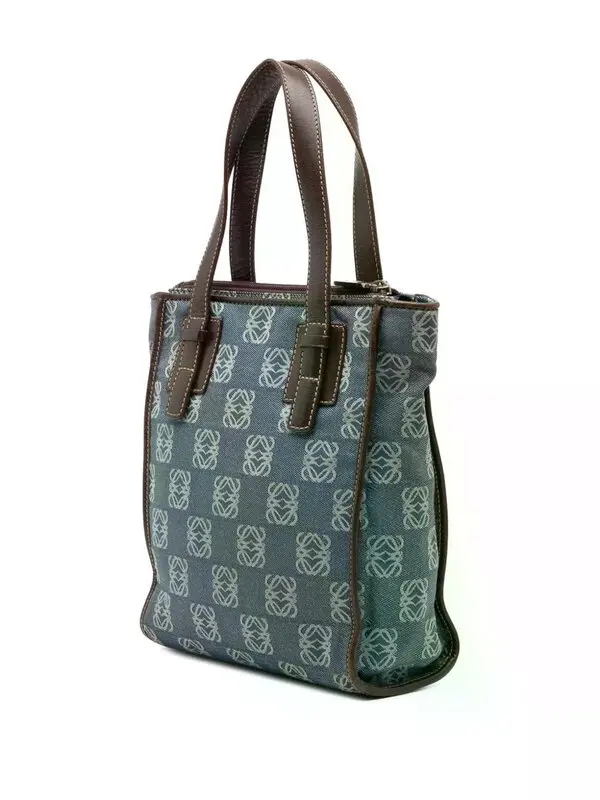 Loewe 2003 Anagram Denim Tote Bag - Blue