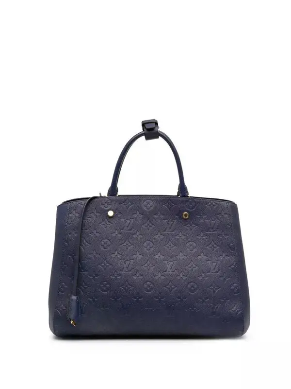 LOUIS VUITTON 2015 Monogram Empreinte Montaigne Gm Satchel - Blue
