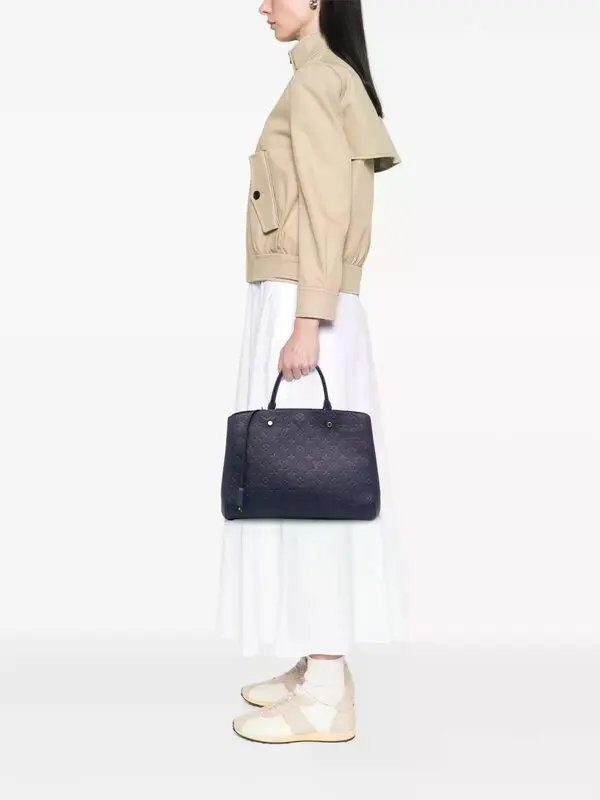 LOUIS VUITTON 2015 Monogram Empreinte Montaigne Gm Satchel - Blue