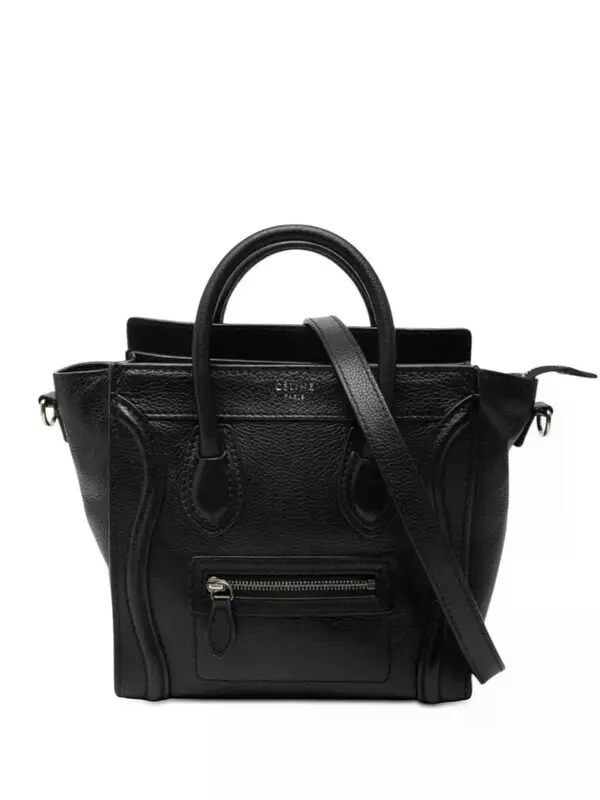 Celine 2012-2018 Nano Leather Luggage Tote Satchel - Black