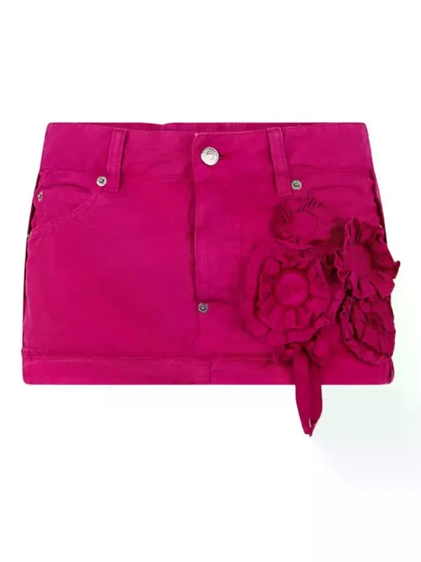 Dsquared2 Embroidered Rosette Denim Mini Skirt