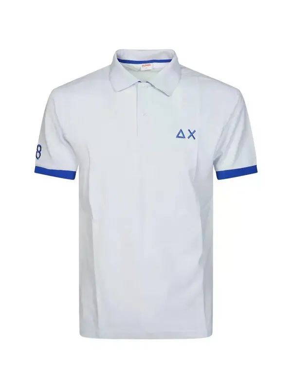SUN 68 Embroidered Trim Polo Shirt - White