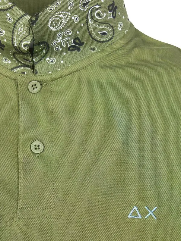 SUN 68 Paisley-print Collar Polo Shirt