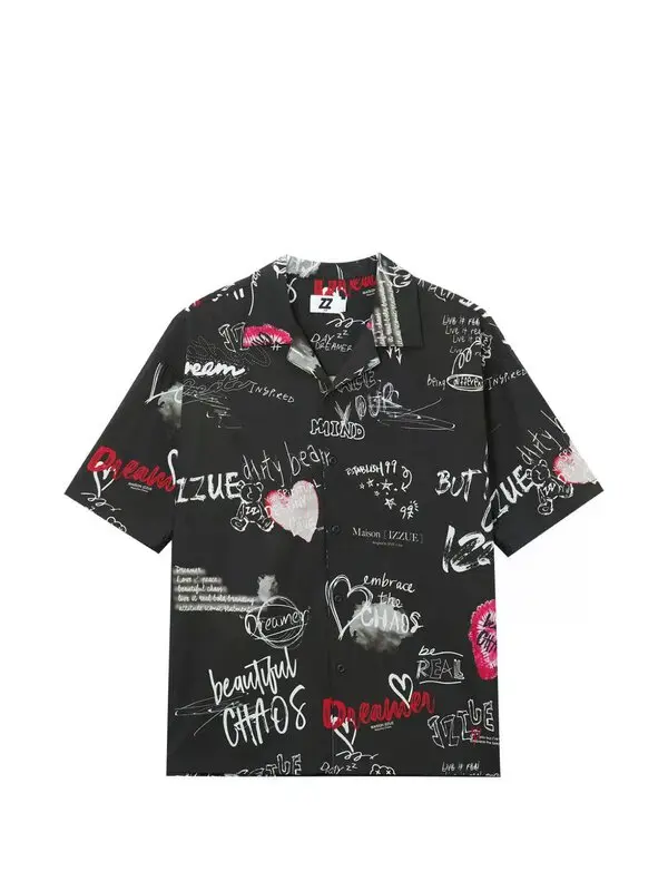 Izzue Print Short-sleeve Shirt - Black