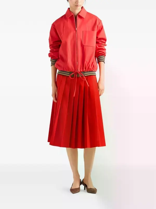 Prada Pleated Gabardine Midi Skirt