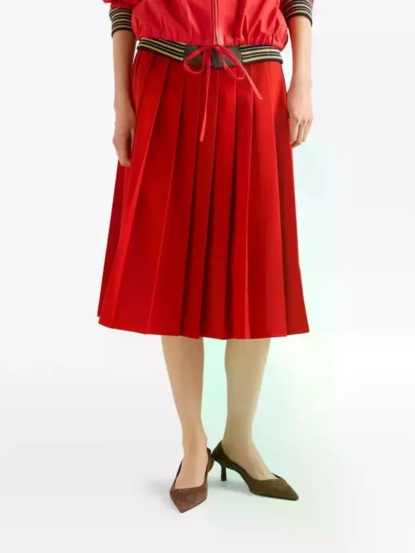Prada Pleated Gabardine Midi Skirt