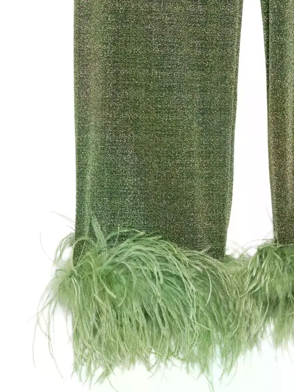 Oseree Lumiere Plumage Straight Trousers - Green