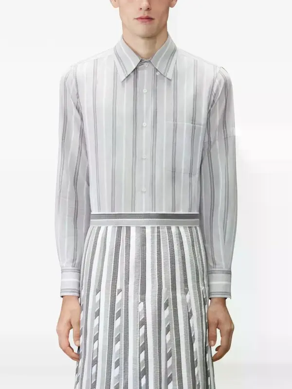 Thom Browne Madras Striped Armband Shirt - Grey
