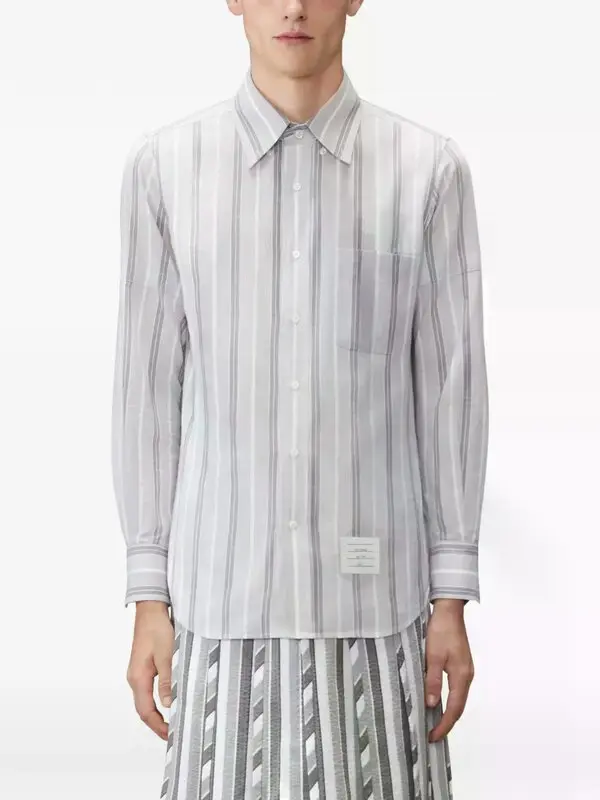 Thom Browne Madras Striped Armband Shirt - Grey