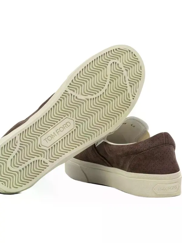 TOM FORD Round-toe Slip-on Sneakers - Brown