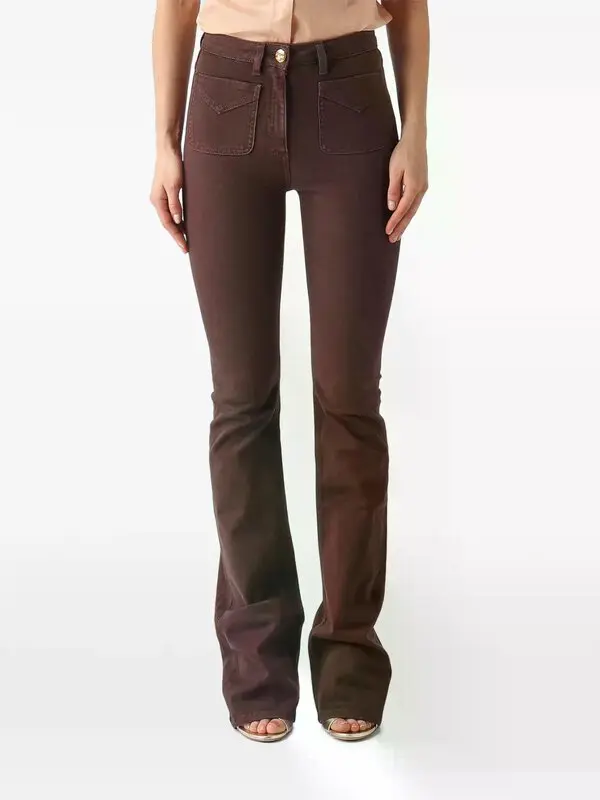 Elisabetta Franchi Bell-bottom Jeans With Golden Metal Details
