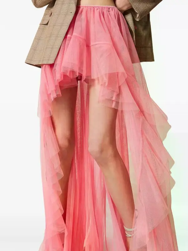 TWINSET Asymmetric Tulle Skirt - Pink