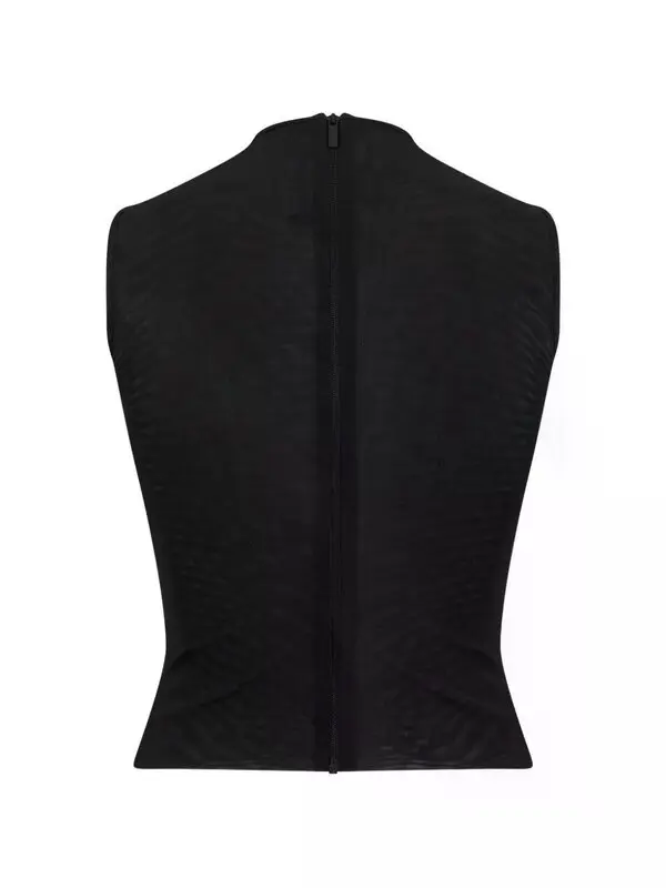 David Koma Rose Detail Ruched Top - Black