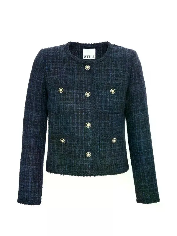 WEILL Braided-trim Tweed Jacket - Blue