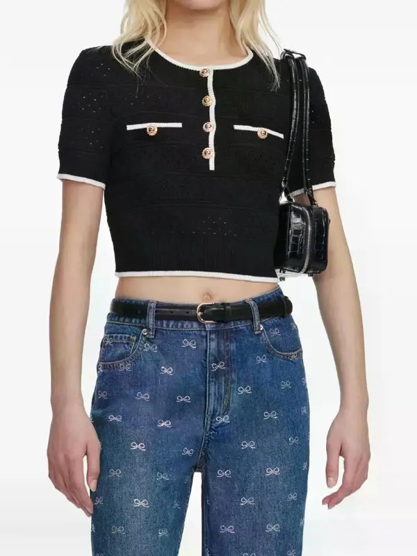 SELF-PORTRAIT Button Trimmed Knitted Top