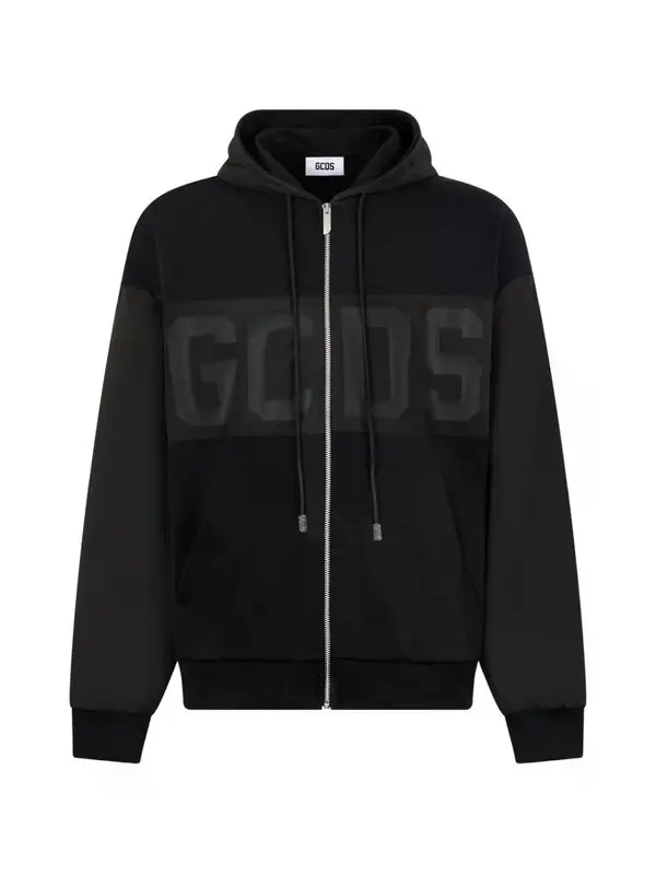 Gcds Logo-detail Zip-up Cotton Hoodie