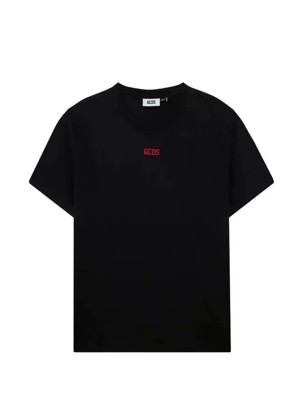Gcds Mini Logo-detail Cotton T-shirt - Black