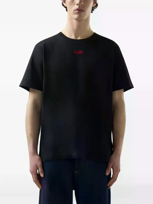 Gcds Mini Logo-detail Cotton T-shirt - Black