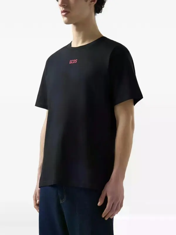 Gcds Mini Logo-detail Cotton T-shirt - Black