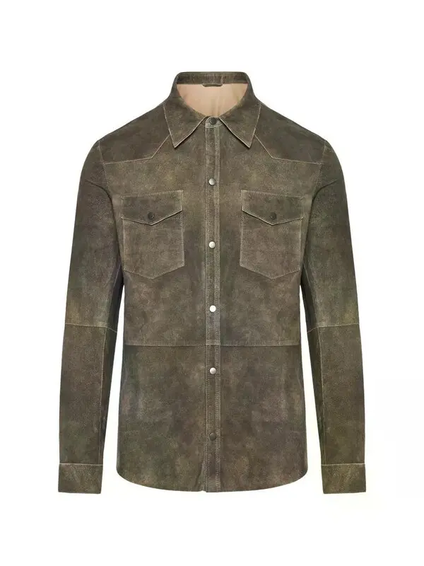 GIORGIO BRATO Leather Shirt Jacket With Chest Pockets