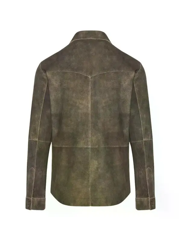 GIORGIO BRATO Leather Shirt Jacket With Chest Pockets