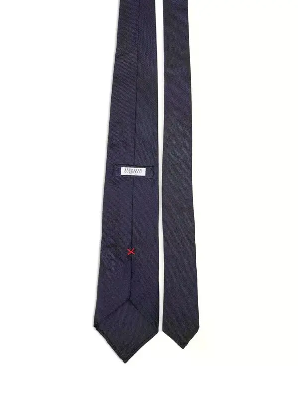 Brunello Cucinelli Embroidered Loop Tie - Blue