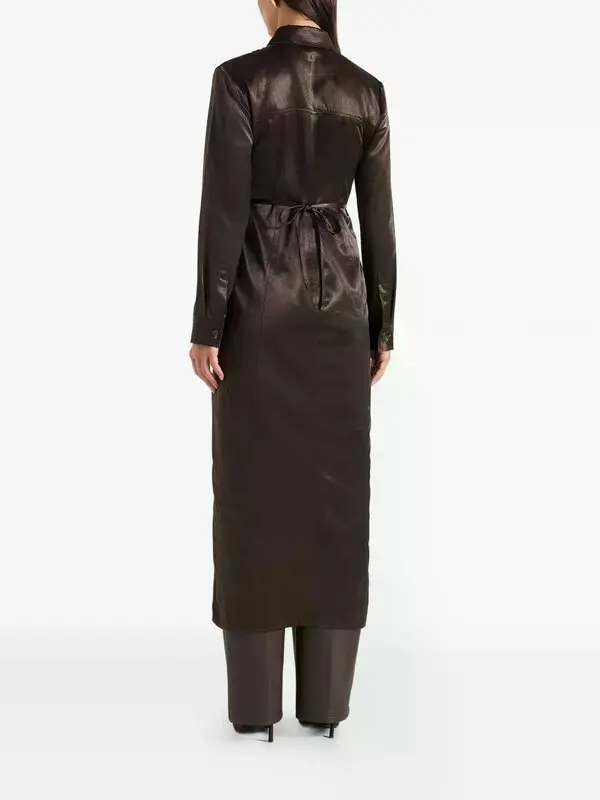 Manière De Voir Maniere De Voir Ette Tie-crinkled Satin Midi Shirt