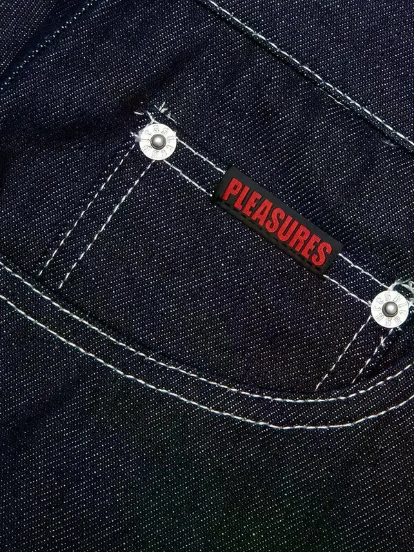 PLEASURES Embroidered Denim Shorts