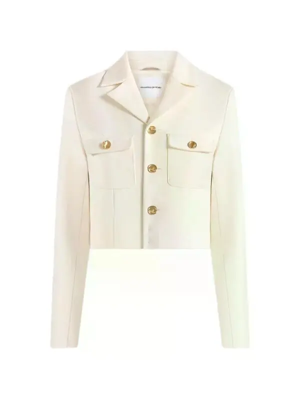 Manière De Voir Maniere De Voir Daphina Cropped Tailored Twill Jacket With Gold-tone Buttons - Neutrals